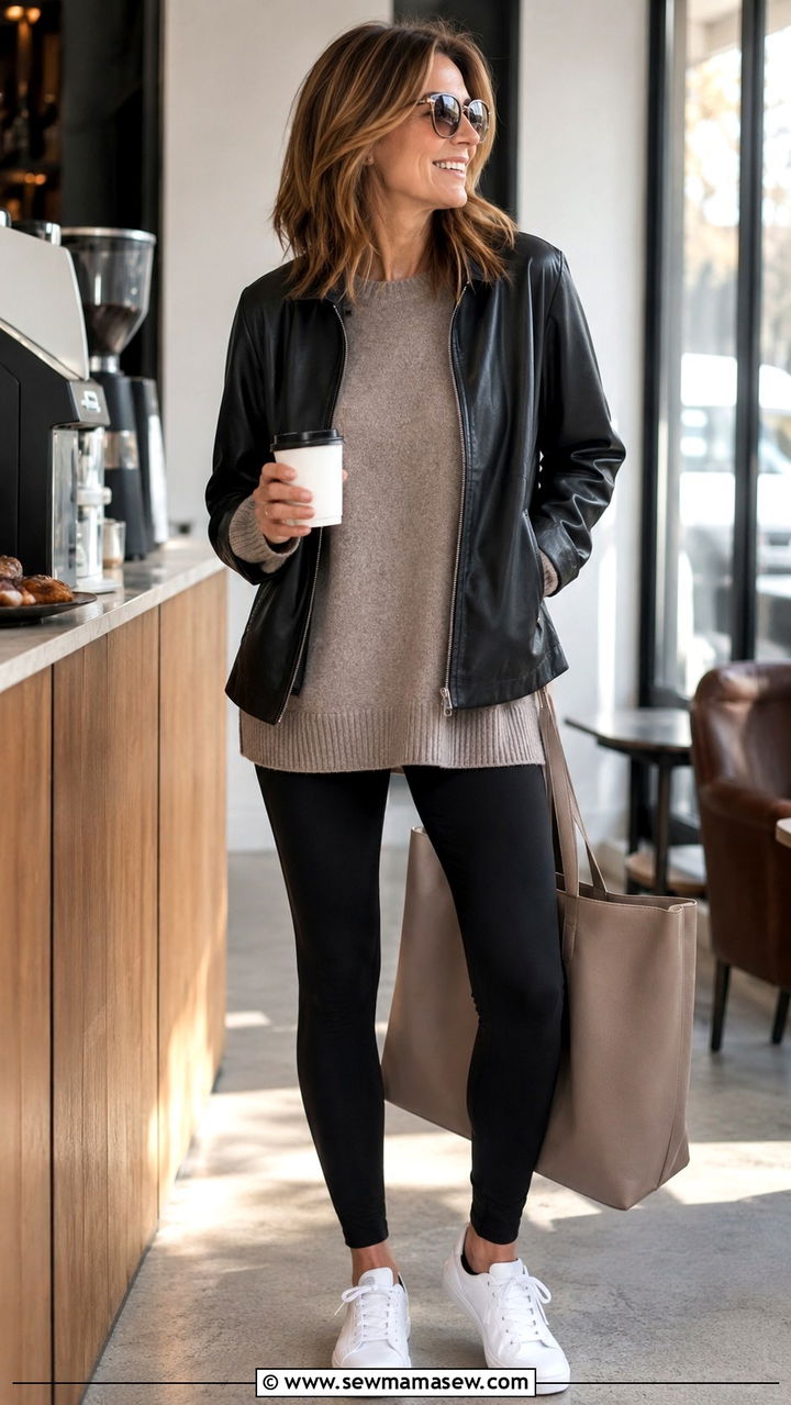 30 Leather Jacket Outfits for Women Over 40 That Look Modern