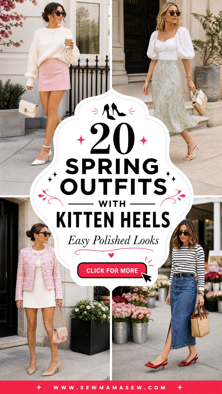 20 Spring Outfits With Kitten Heels for Easy Polish