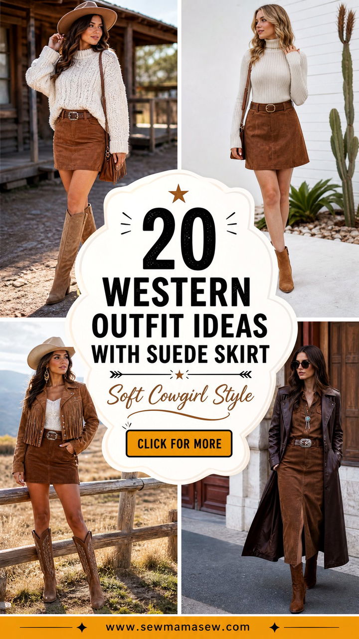 20 Western Outfit Ideas With Suede Skirt for Soft Cowgirl Style