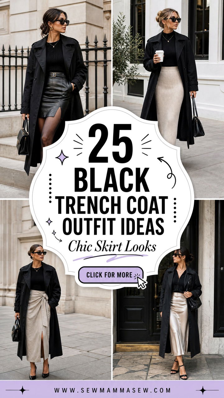 25 Black Trench Coat Outfit Ideas With a Skirt for Chic Looks