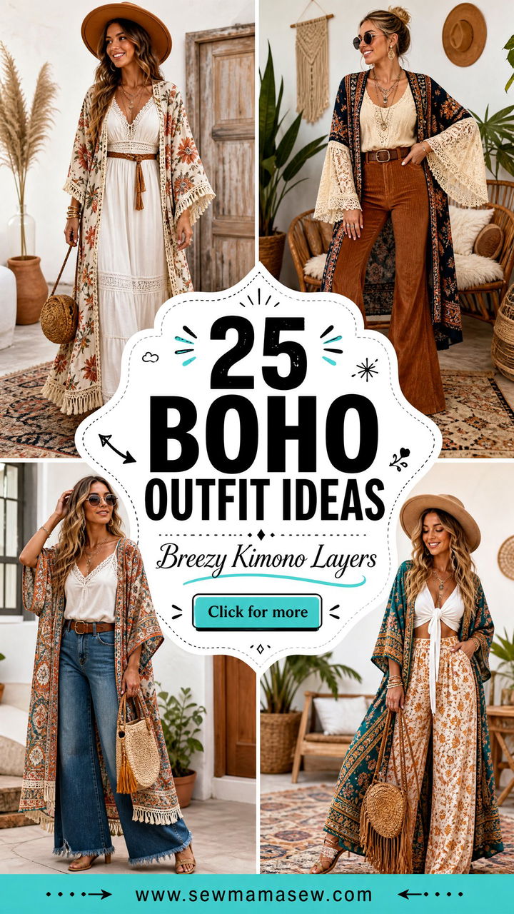 25 Boho Outfit Ideas With Kimono For Breezy Layers