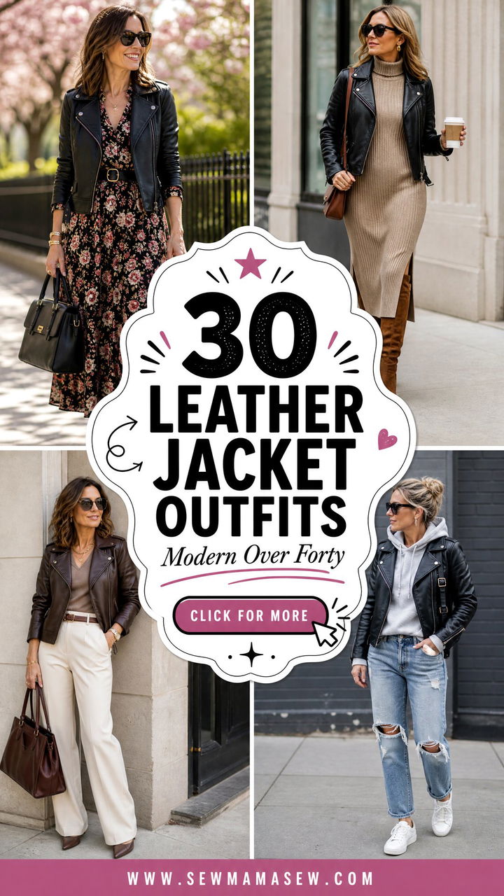 30 Leather Jacket Outfits for Women Over 40 That Look Modern