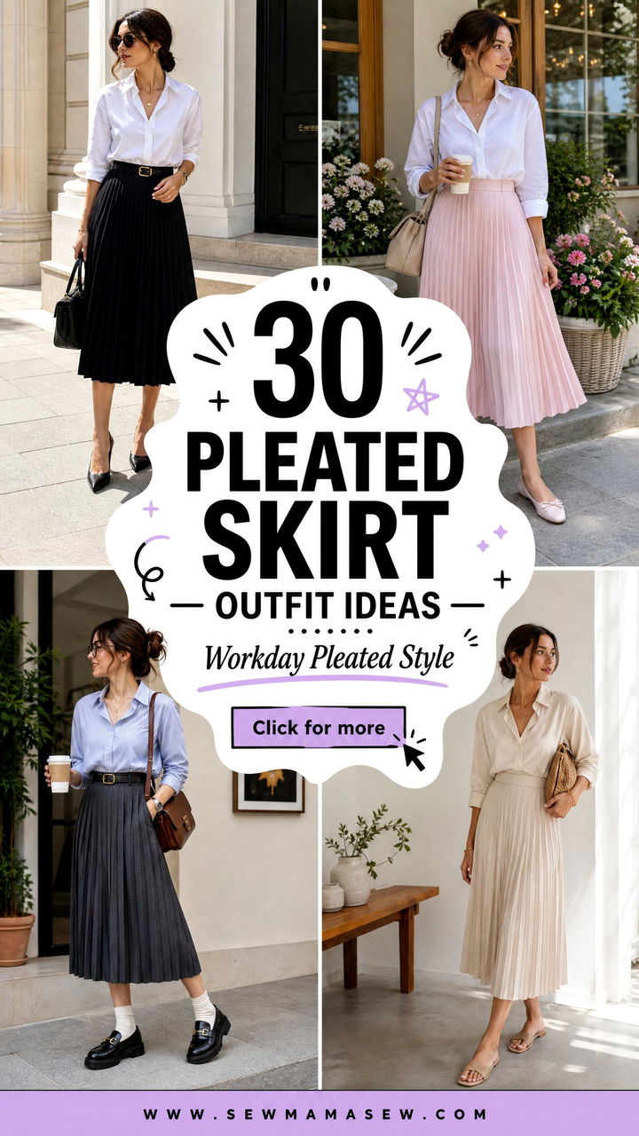 30 Pleated Skirt Outfit Ideas With A Button Down For Work