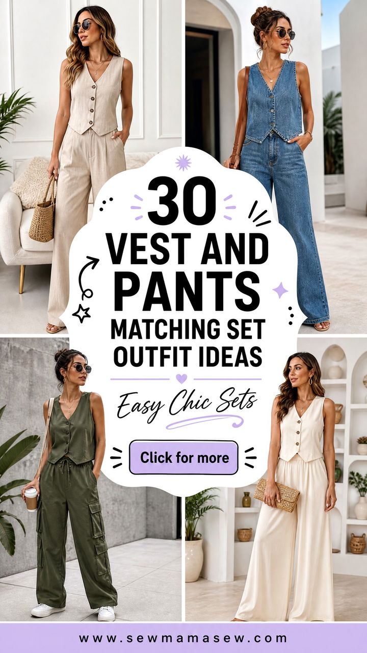 30 Vest and Pants Matching Set Outfit Ideas for Easy Chic